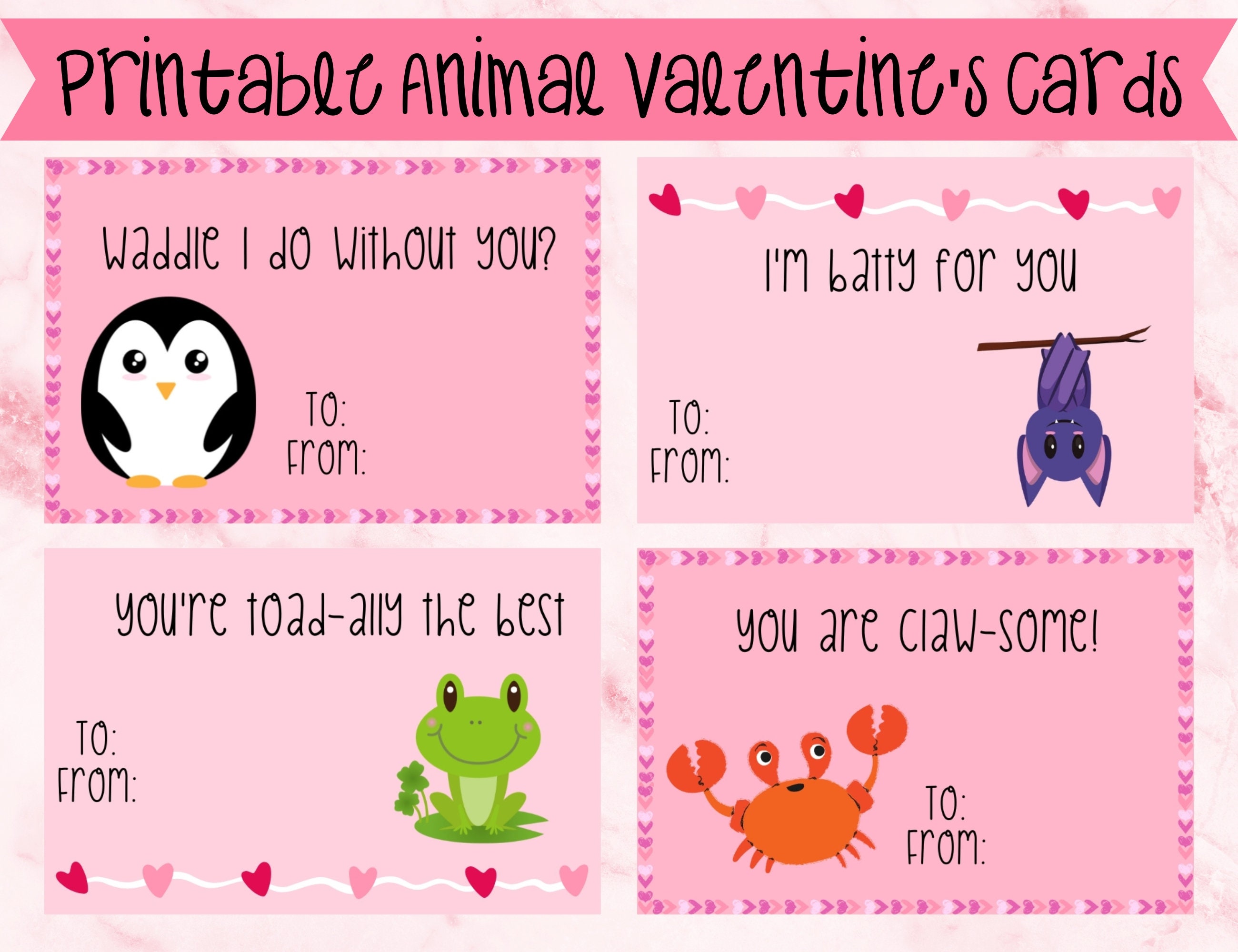 Printable Kids Valentines Cards, Classroom Valentines, Valentines for ...