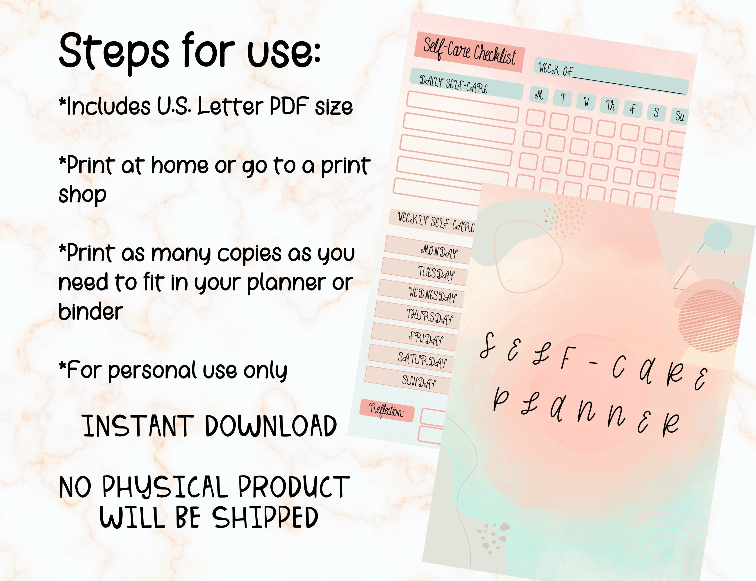 Self-care Planner, Self-care Journal, Self Care Tracker, Self Care ...