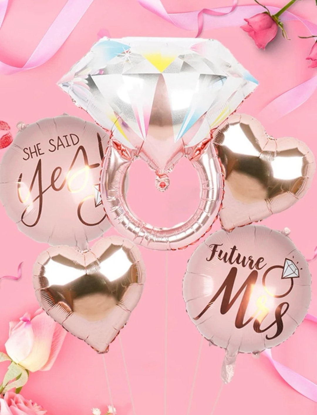 She Said Yes Set Bridal Shower Party Deco Diamond Shaped - Etsy