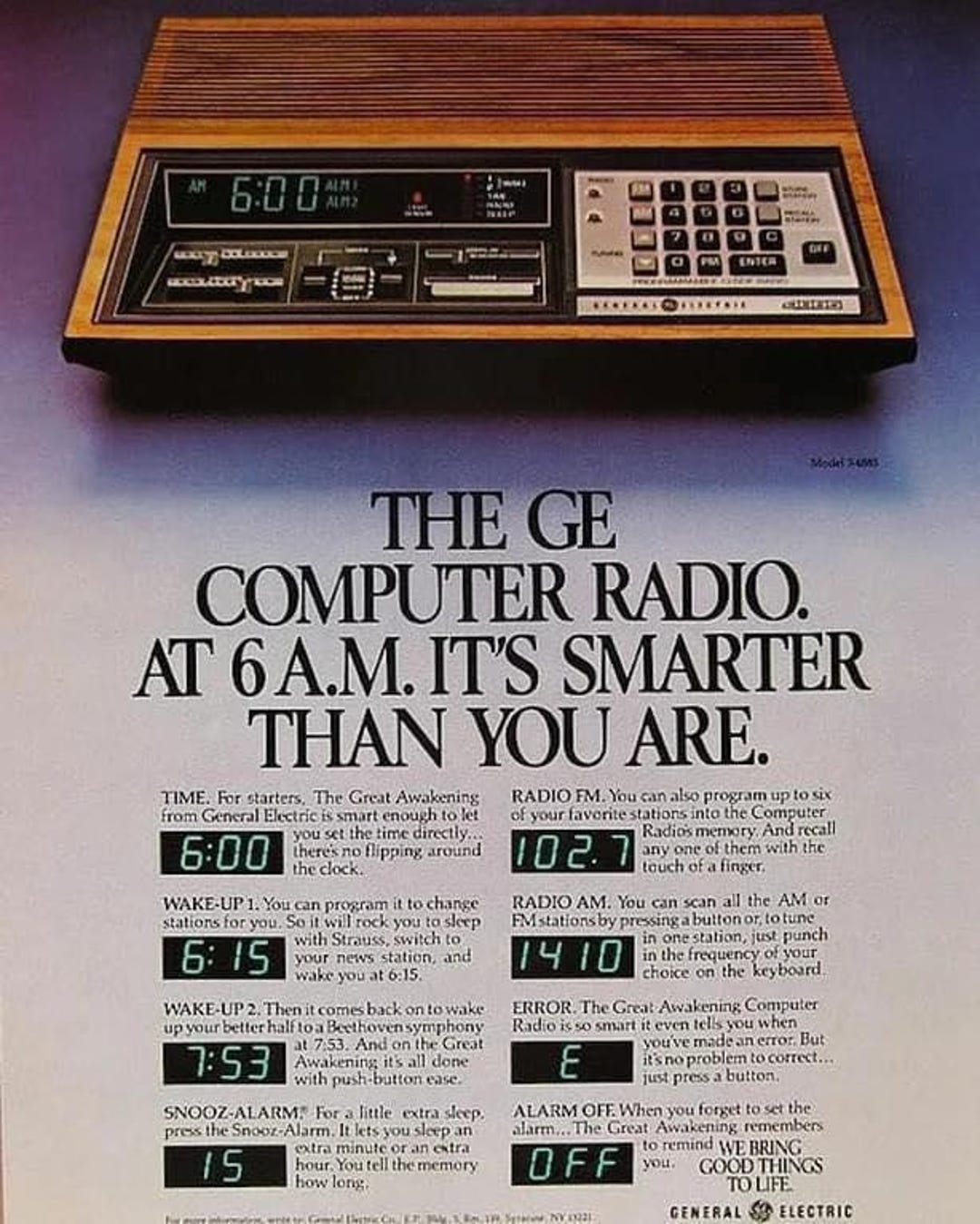 GE Computer Radio Ad in 1981 24 X 18 Inch Poster Americana Wall Art - Etsy