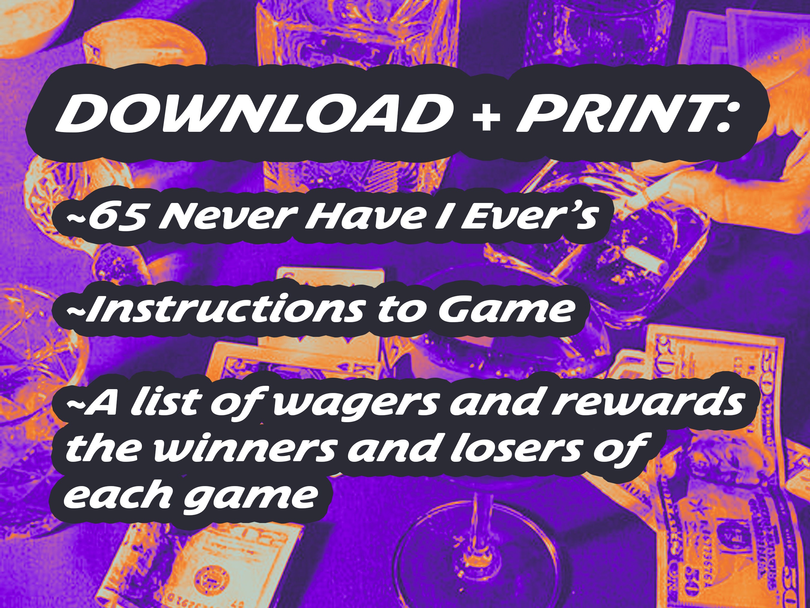 Adult Party Game Never Have I Ever With Wagers Download - Etsy