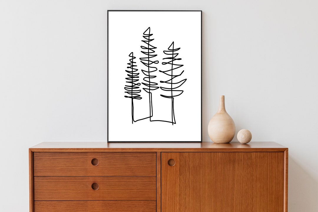 Tree Line Art | Printable Holiday Decor | Christmas Line Art ...
