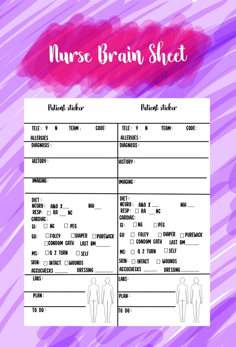 Nurse Brain Sheet [digital] - Etsy