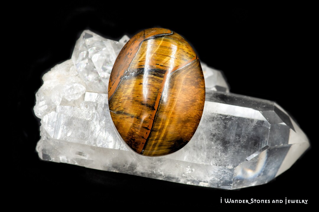 Variegated Blue & Gold Tiger Eye Cabochon, Oval Shape, Designer ...