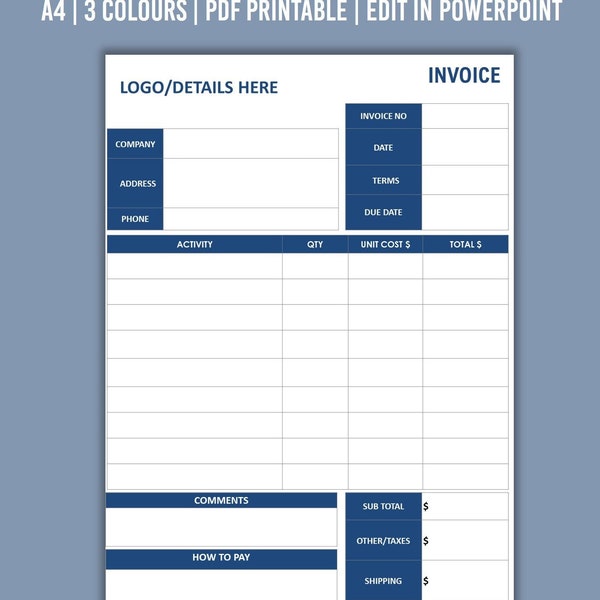 Powerpoint Invoice Template - Etsy