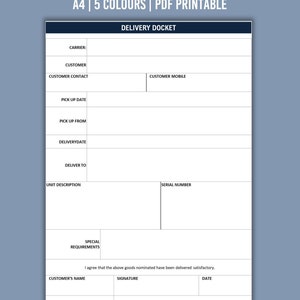 Delivery Docket | Printable, to Do List Template, Editable Fillable ...