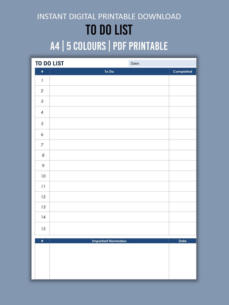 To Do List With Reminder Space Printable, to Do List Template, Fillable ...