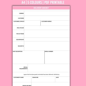 Delivery Docket | Printable, to Do List Template, Editable Fillable ...