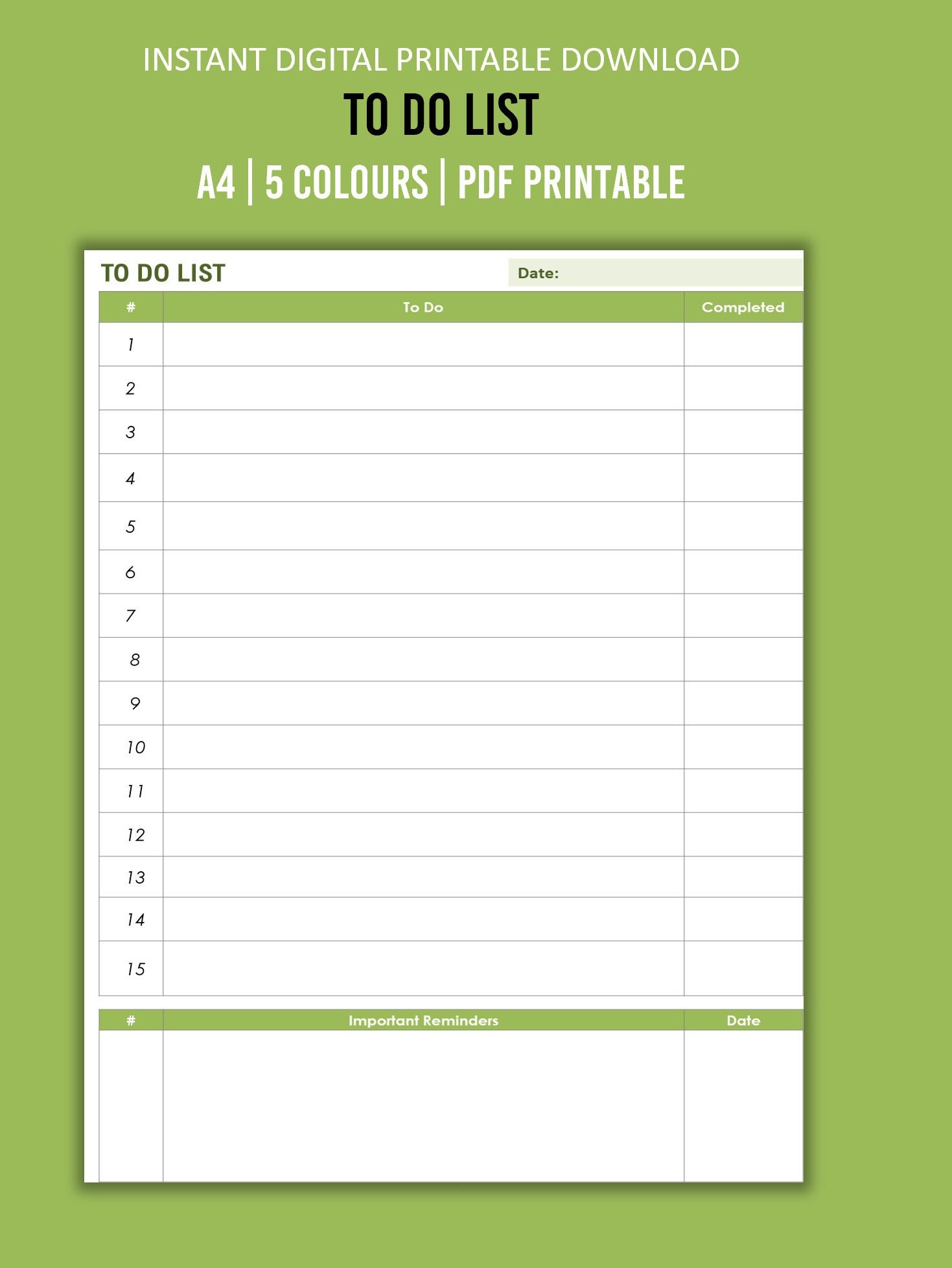 To Do List With Reminder Space Printable, to Do List Template, Fillable ...