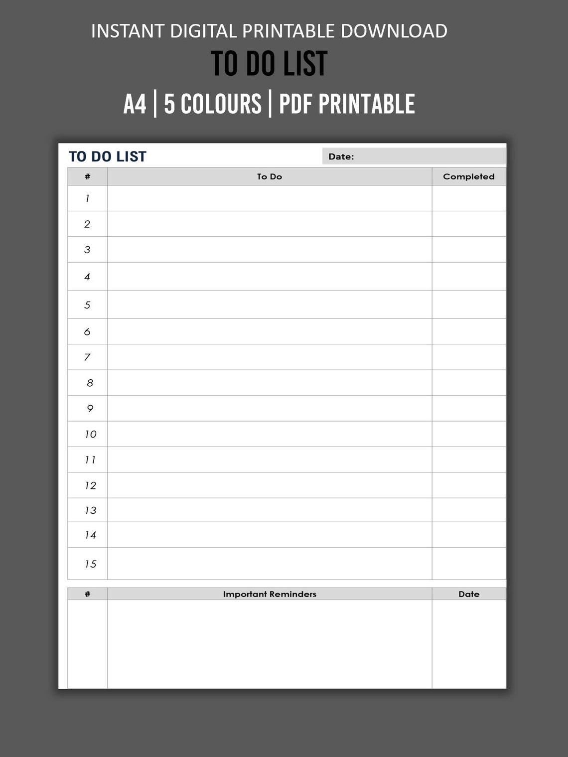 To Do List With Reminder Space Printable, to Do List Template, Fillable ...