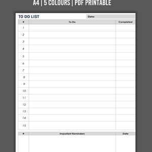 To Do List With Reminder Space Printable, to Do List Template, Fillable ...
