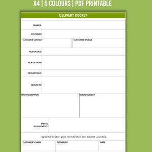 Delivery Docket | Printable, to Do List Template, Editable Fillable ...