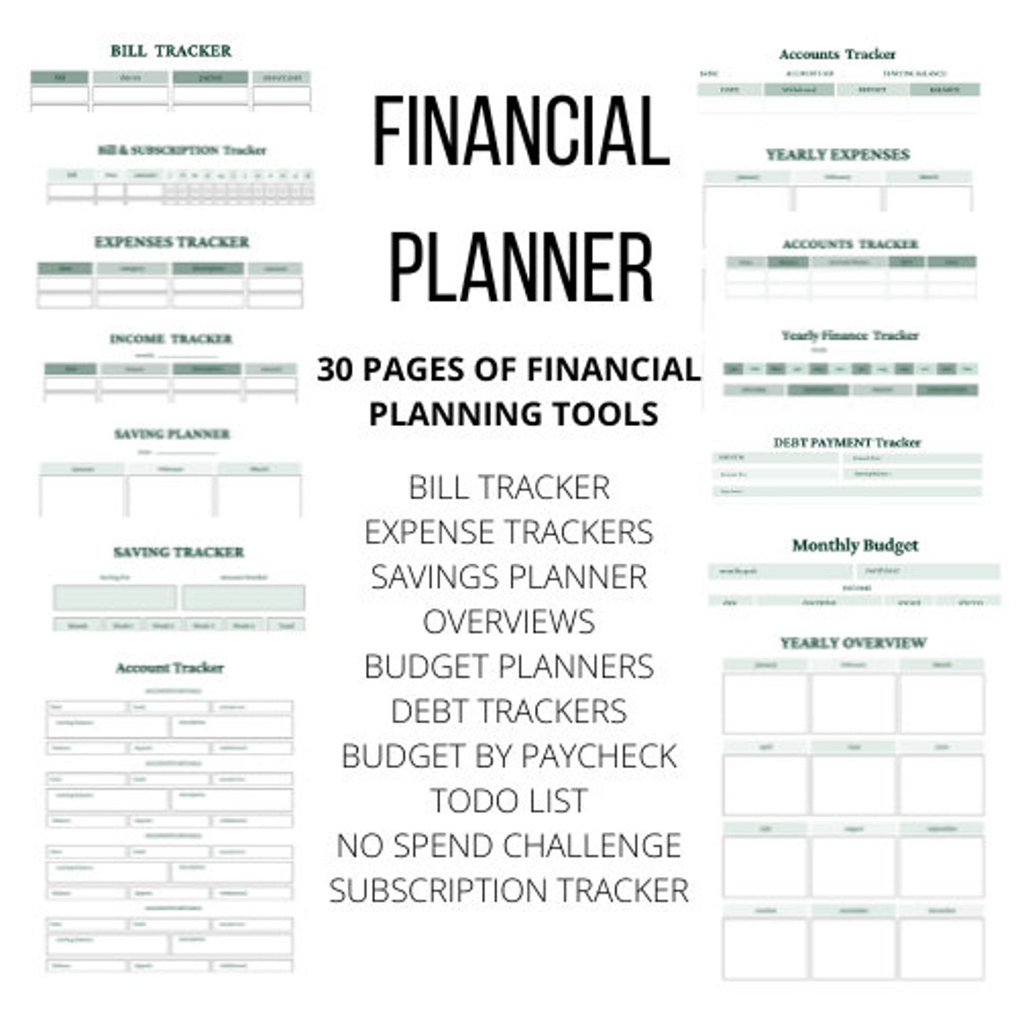 Financial Planner Printable, Budget Planner, No Spend Challenge ...