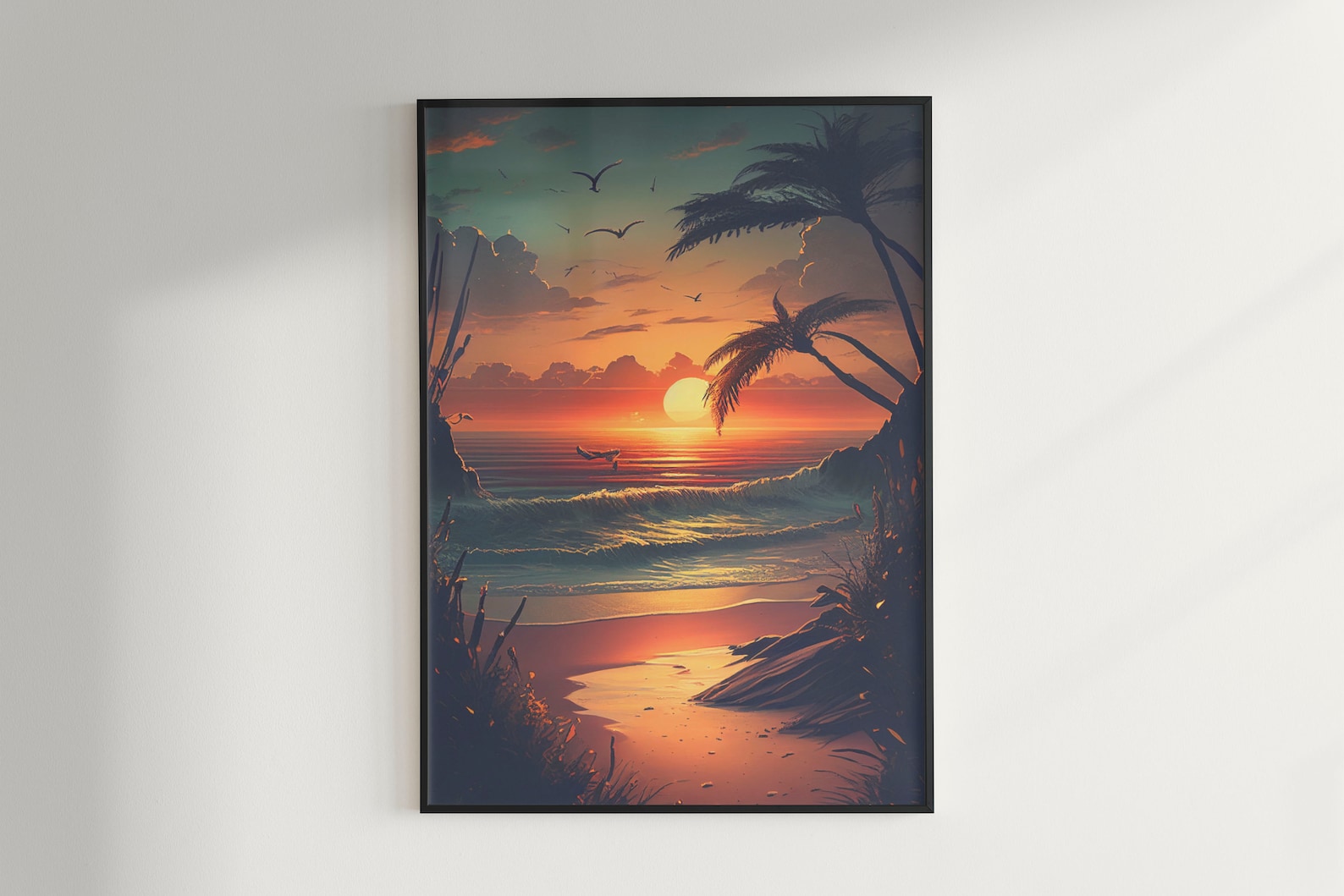 Beach Sunset Print Sunset Poster Beach Poster Pastel Print - Etsy