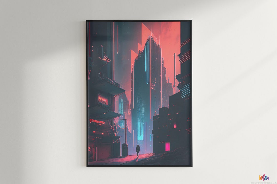 City Poster Futuristic City Poster Cyberpunk City Gameroom Poster ...