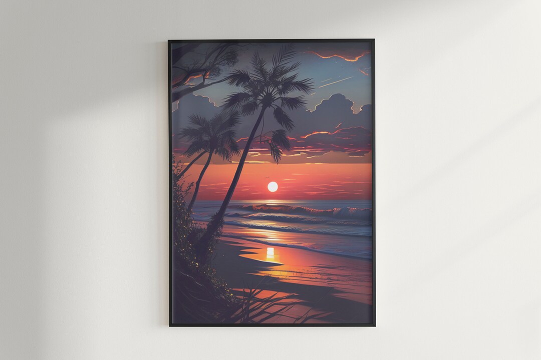 Beach Sunset Print Sunset Poster Beach Poster Pastel Print Tropical ...