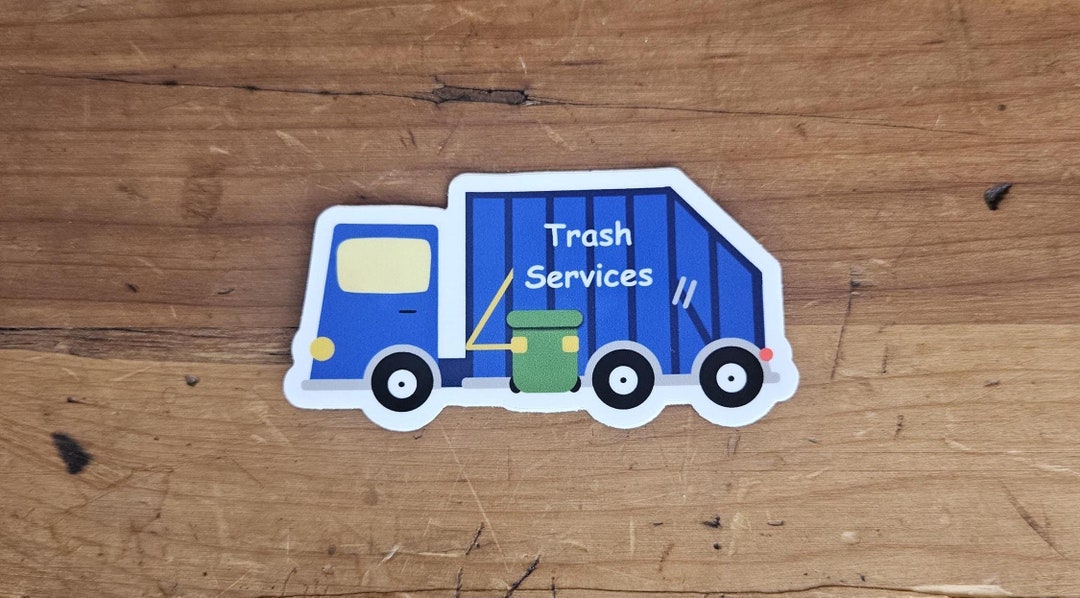 Blue Vinyl Garbage Truck Die Cut Decal Sticker for Kids Scrapbooking ...