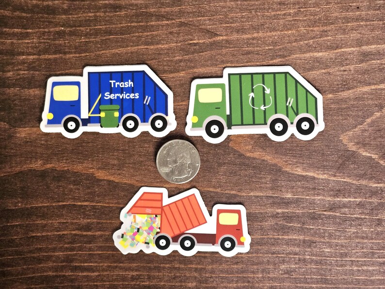 Pack of 3 Vinyl Garbage Truck Die Cut Decal Stickers Gift for Christmas ...