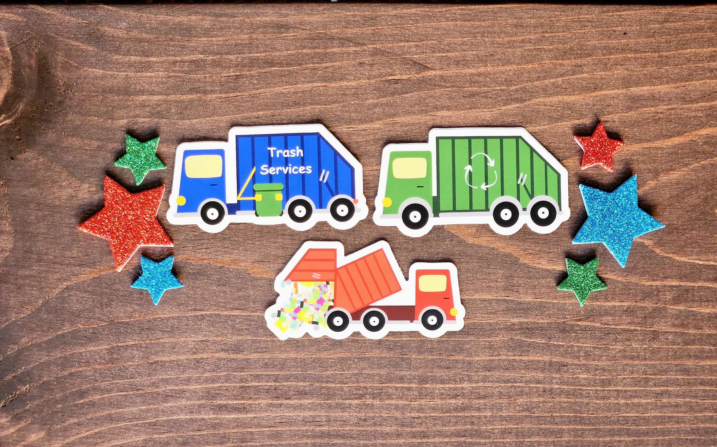 Pack of 3 Vinyl Garbage Truck Die Cut Decal Stickers Gift for Christmas ...