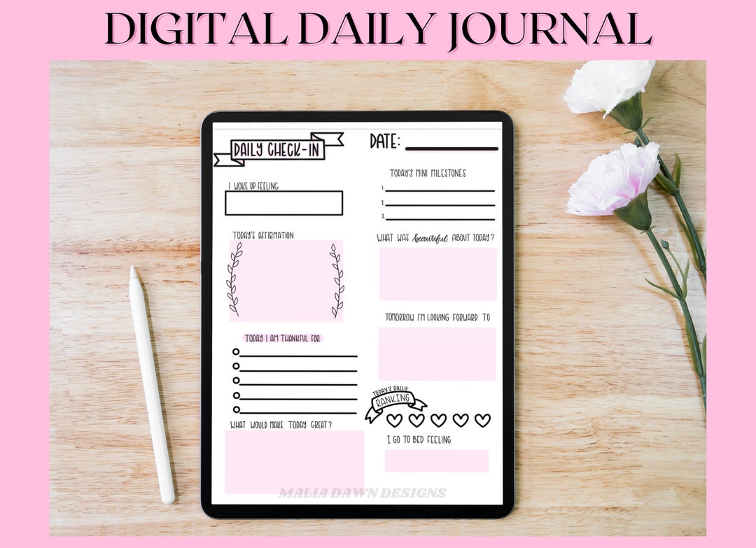 Digital Daily Check in Digital Daily Journal Goodnotes - Etsy