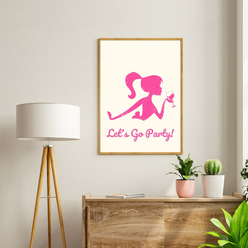 Let's Go Party Barbie Theme Poster Bar Cart Decor Bar - Etsy