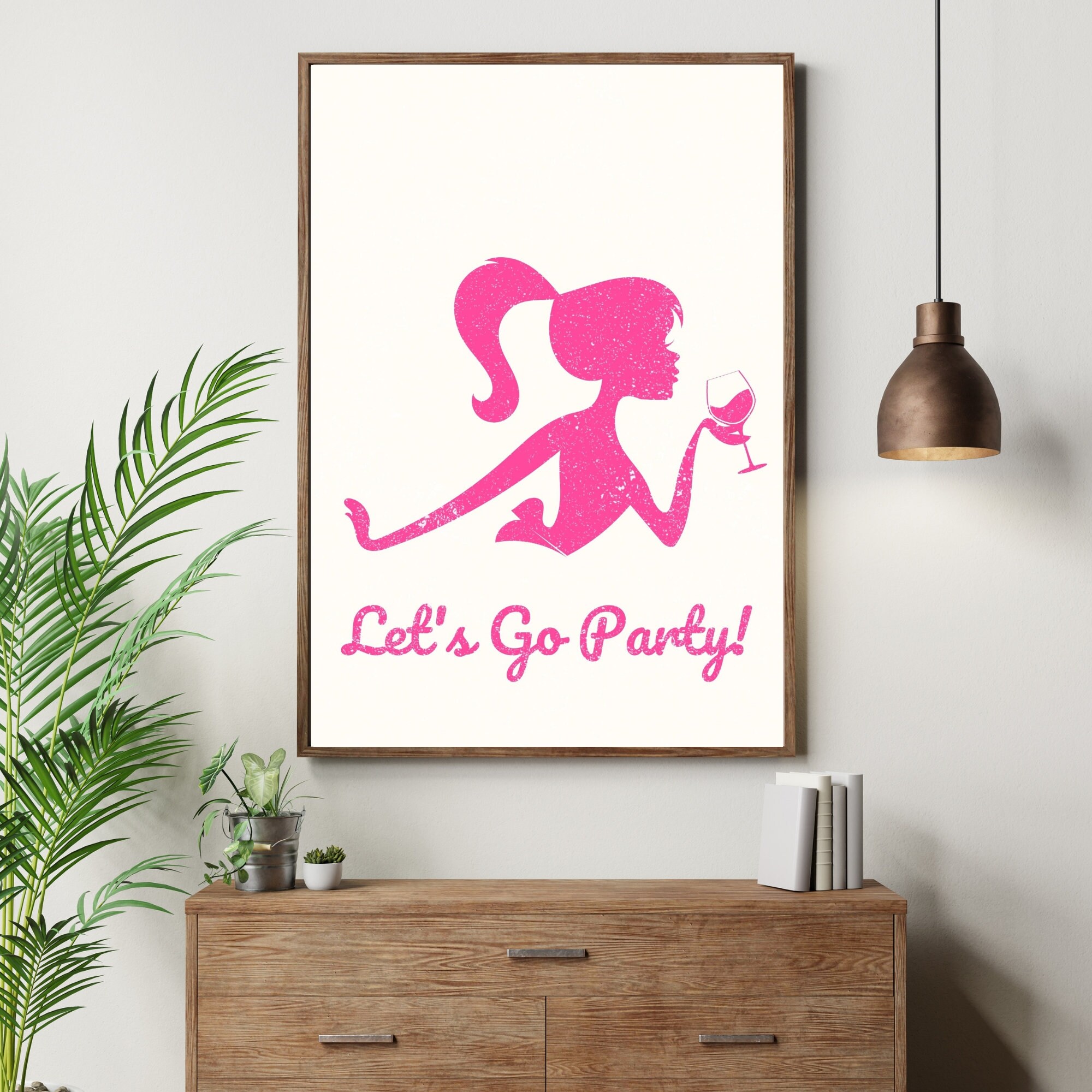 Let's Go Party, Barbie Theme Poster, Bar Cart Decor, Bar Cart Prints ...