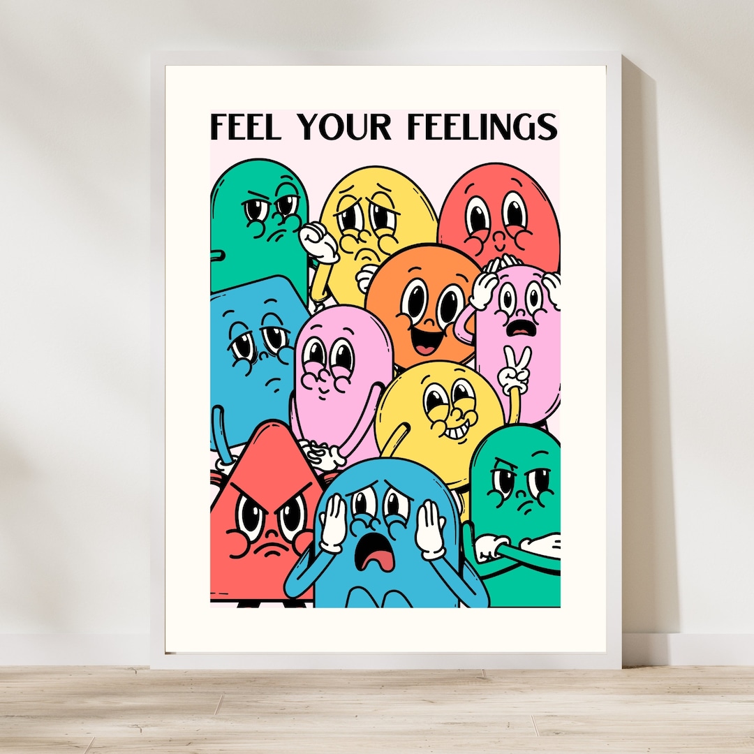 Feel Your Feelings, Retro Poster, Digital Download, Retro Wall Prints ...