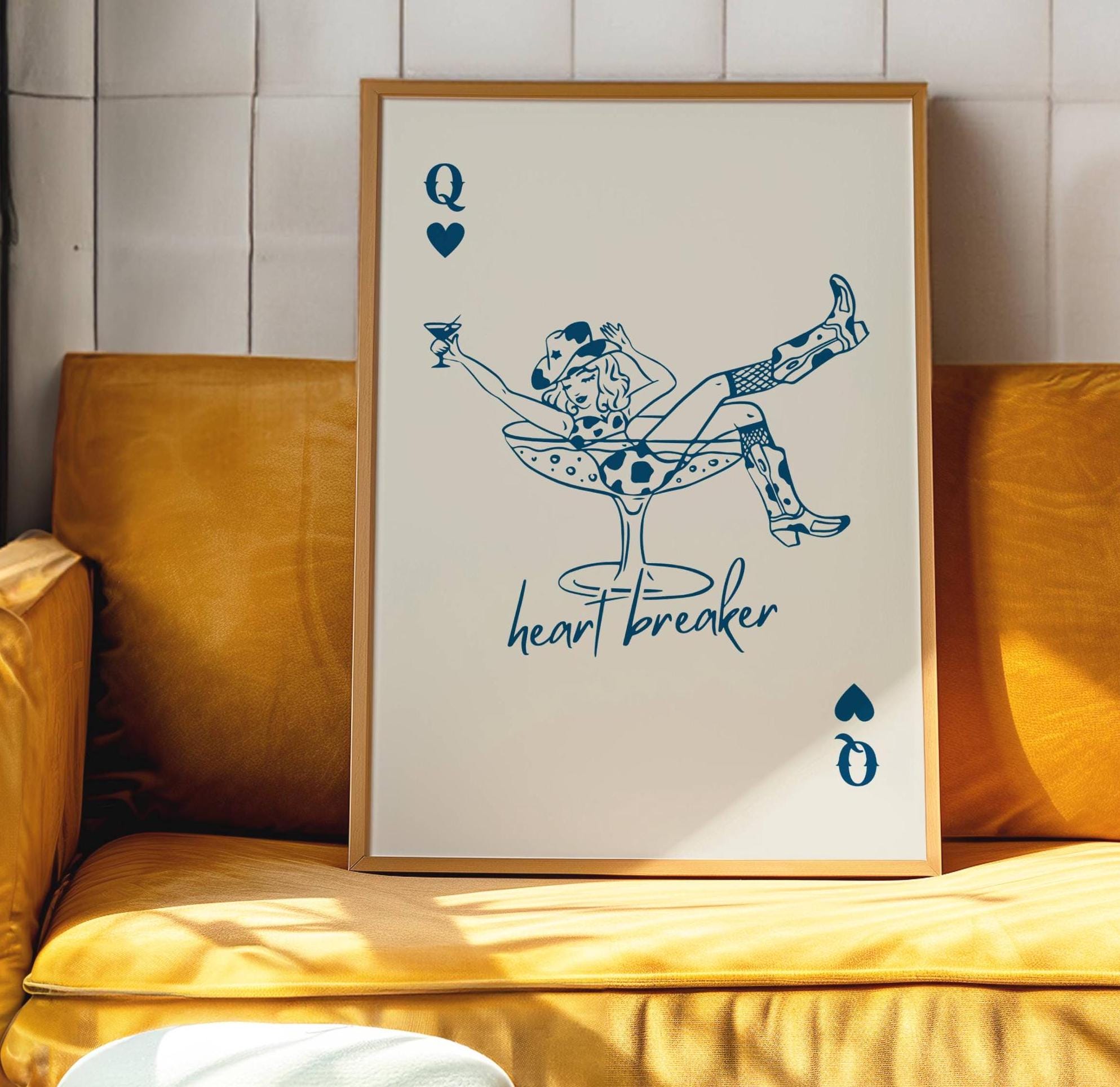 Playing Card Wall Art, Western Prints, Heart Breaker, Playing Card ...