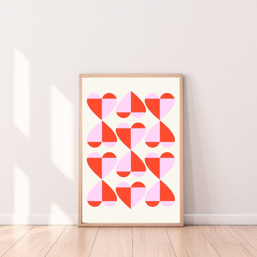Abstract Heart Print, Trendy Posters, Heart Wall Art, Valentine's Day ...