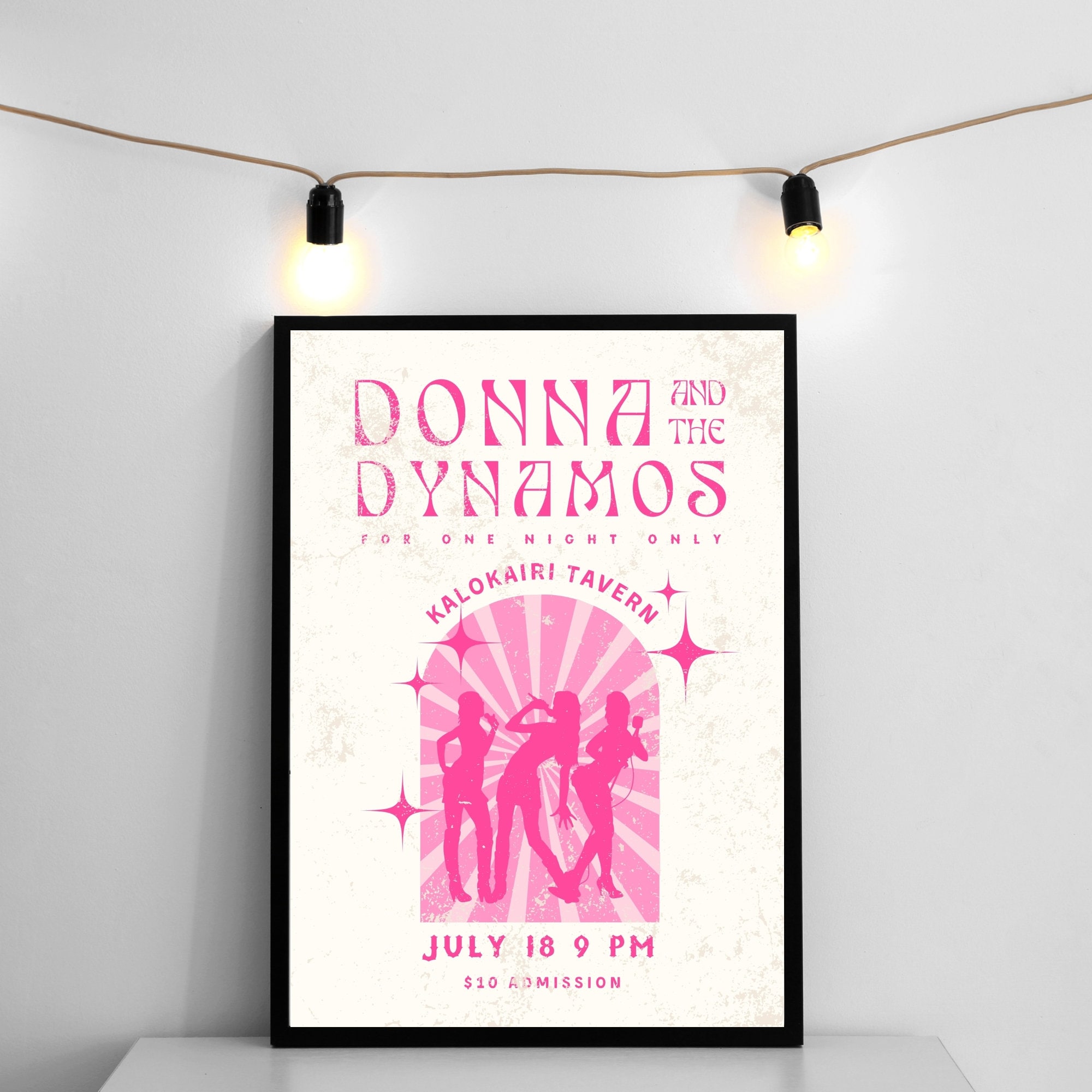 Donna and the Dynamos Poster, Mamma Mia Poster, Pink Wall Art, Digital ...
