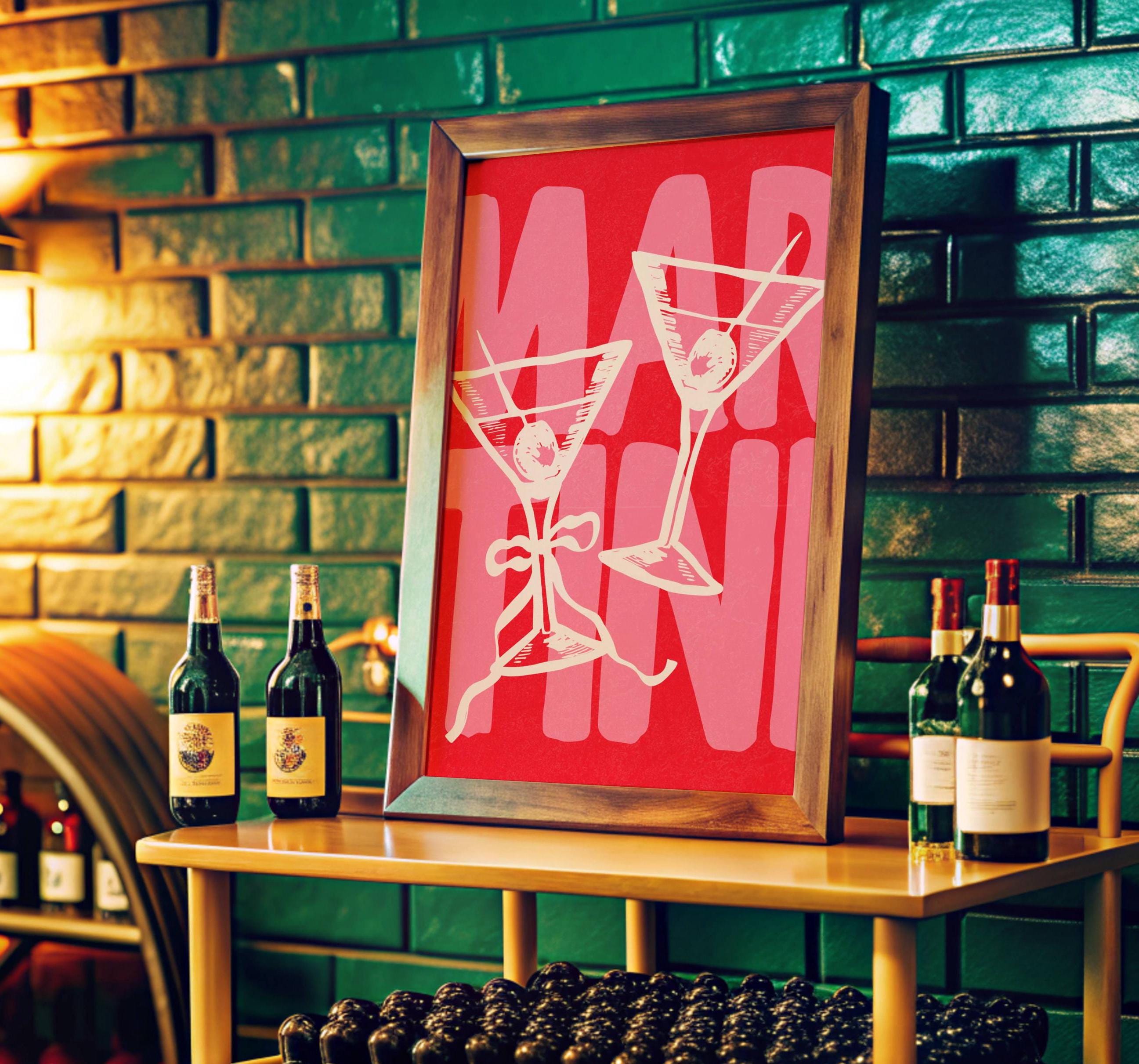 Trendy Bar Cart Prints, Bar Cart Decor, Martini, Wine Wall Art, Bar ...