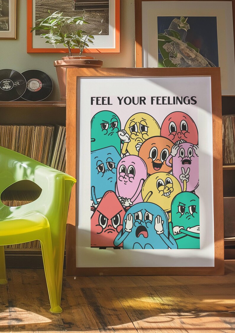 Feel Your Feelings, Retro Poster, Digital Download, Retro Wall Prints ...