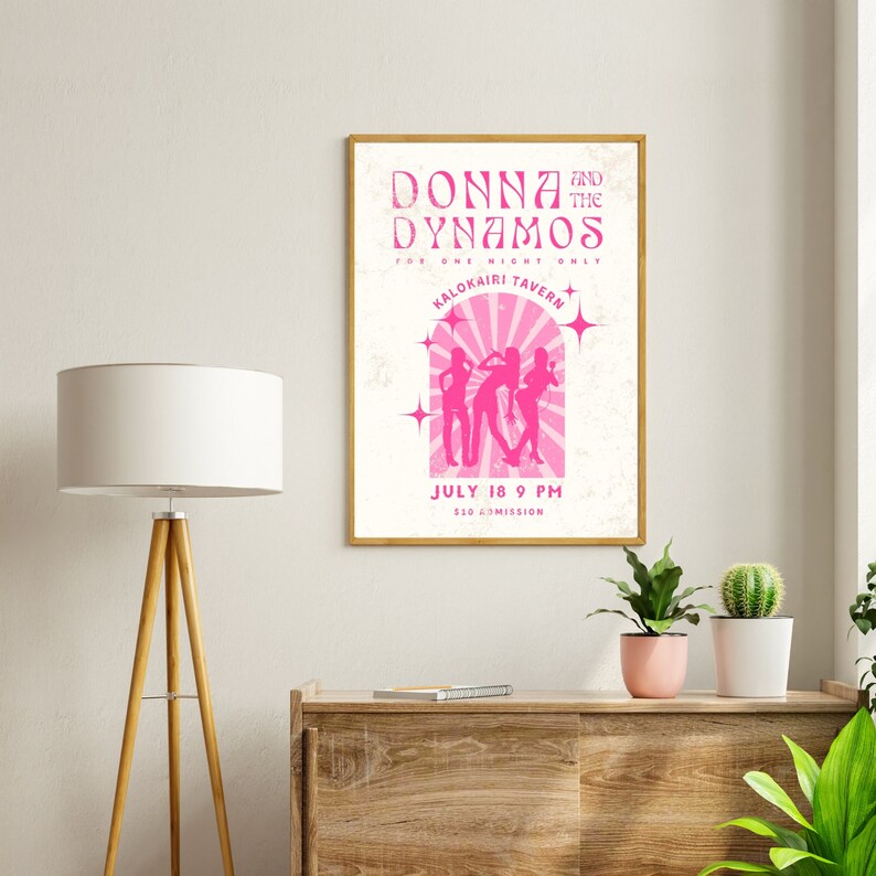 Donna and the Dynamos Poster, Mamma Mia Poster, Pink Wall Art, Digital ...