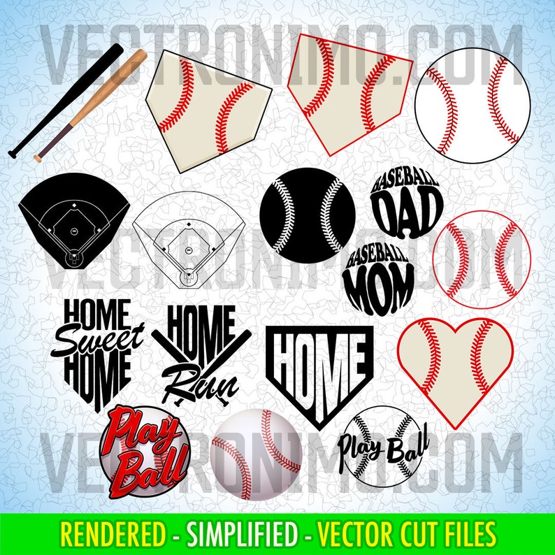 Baseball SVG PNG Digital Clipart Bundle, Heart, Home Run, Play Ball ...