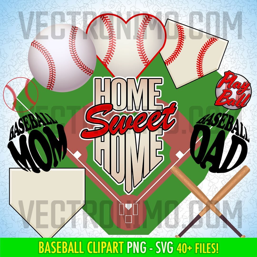Baseball SVG PNG Digital Clipart Bundle, Heart, Home Run, Play Ball ...