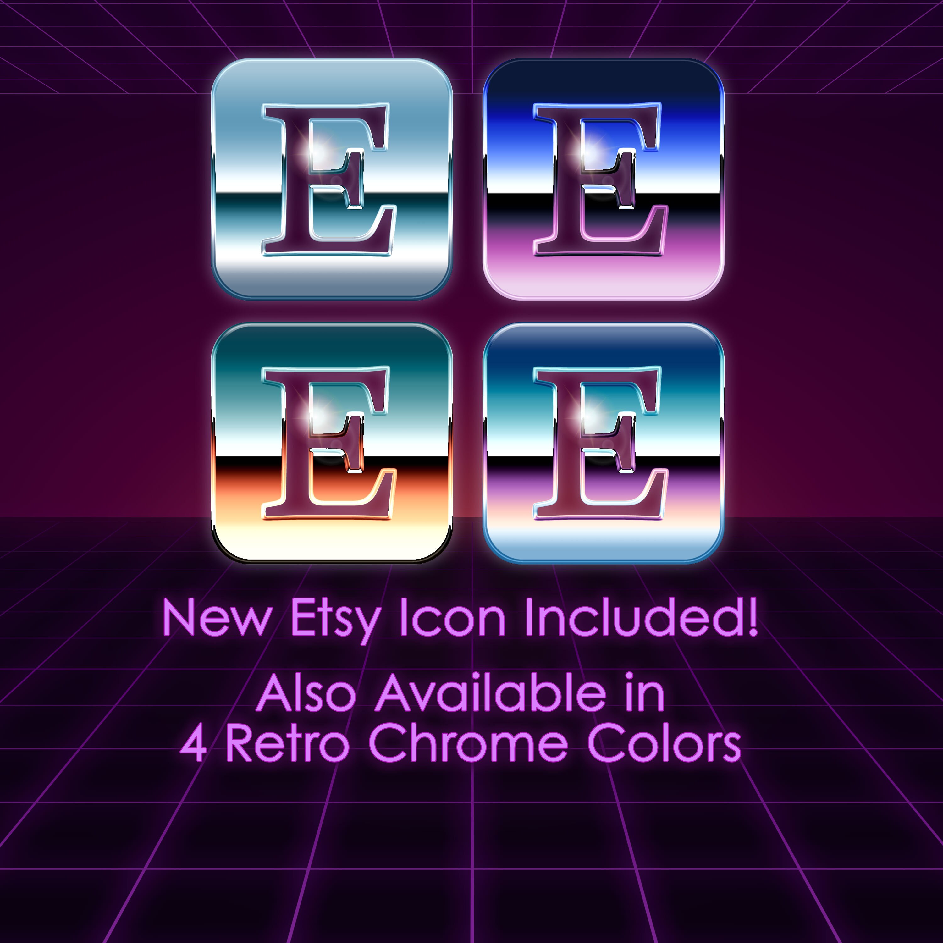 12 Social Media Retro Rad Chrome App Icons, 4 Colors, Website Design ...