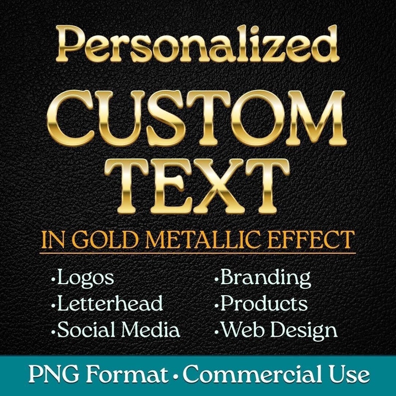 Custom Text Gold Metallic Effect Png, Your Name in Gold, Logo, Social ...