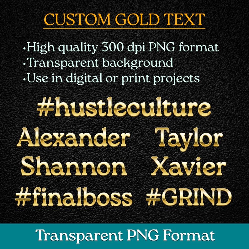 Custom Text Gold Metallic Effect Png, Your Name in Gold, Logo, Social ...