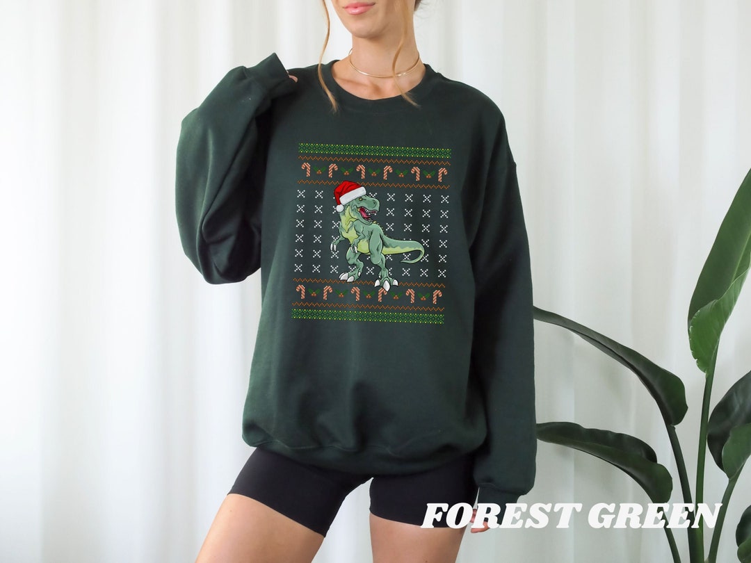 Dinosaur Christmas Sweater, T-rex Ugly Sweater, Tyrannosaurus Rex Funny ...