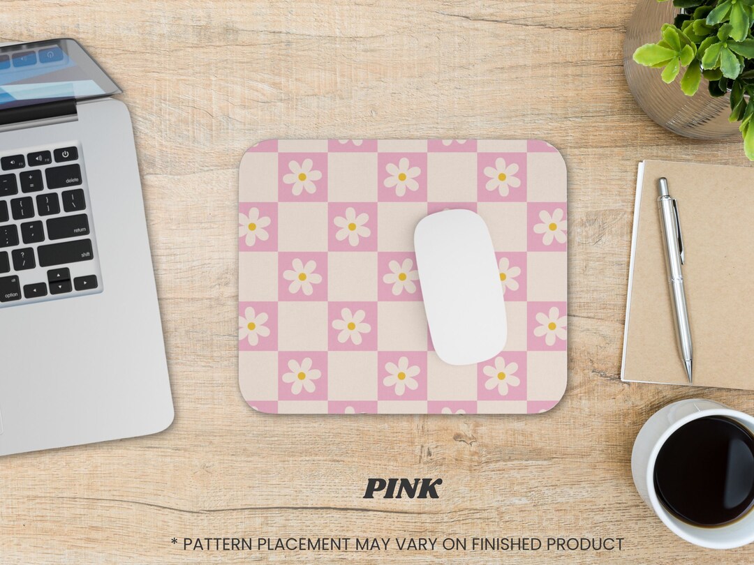Checkered Mouse Pad, Aesthetic Mouse Pad, Teen Mouse Pad, Daisy, Flower ...