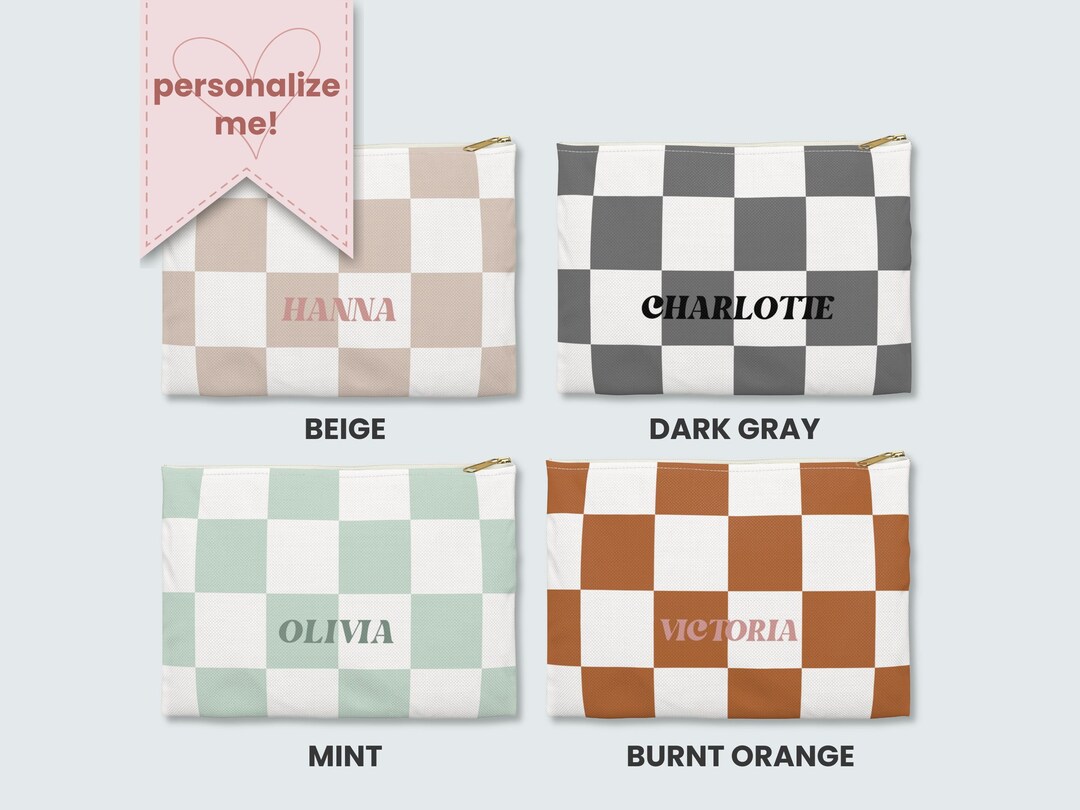 Checkered Pencil Case With Name Personalized Art Supply - Etsy