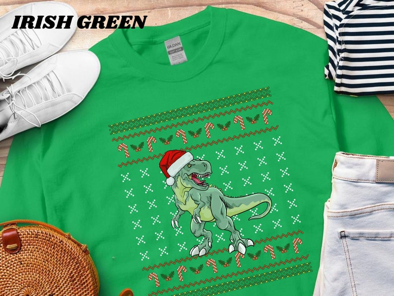Dinosaur Christmas Sweater, T-rex Ugly Sweater, Tyrannosaurus Rex Funny ...