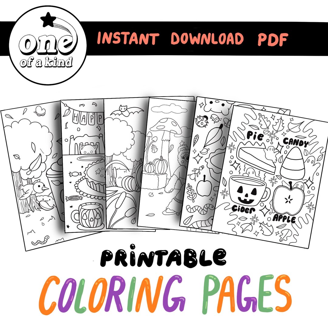 Halloween Themed Coloring Pages Digital Download Printable Coloring ...