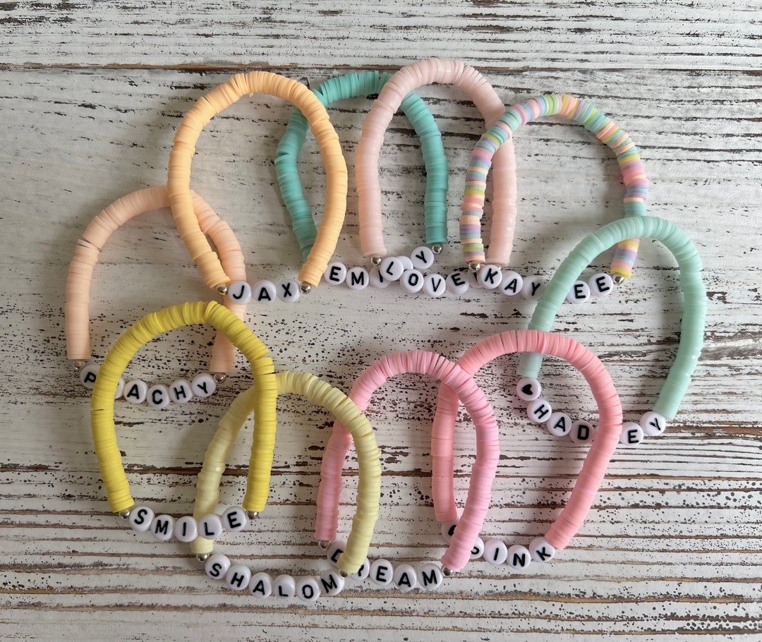 Pastel Kids Personalized Bracelet Layered Heishi Bracelets - Etsy