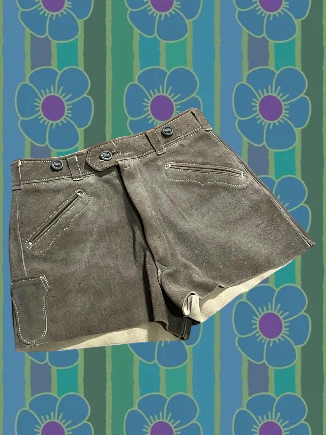 60s Beige Suede Lederhosen Shorts - Size XS - Etsy