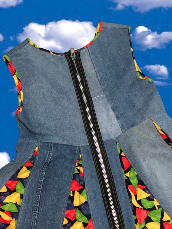 80s/90s Denim Patchwork Smock Dress - Gem