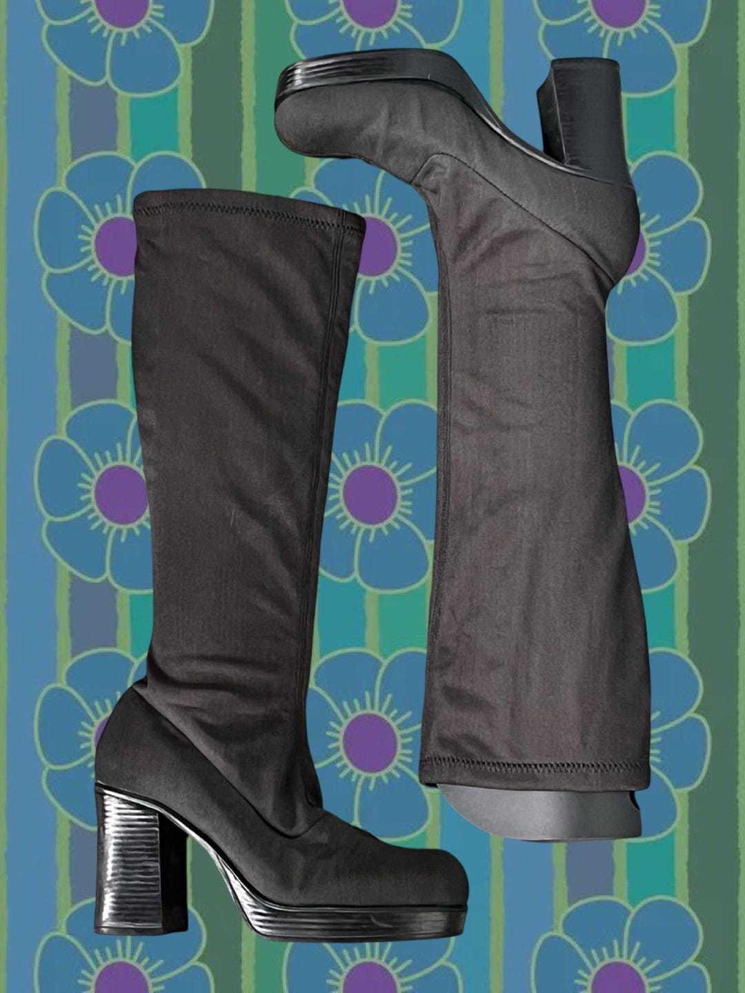 90s Black Chunky Platform Sock Boot - Size 6.5US/4.5UK/37.5 - Etsy