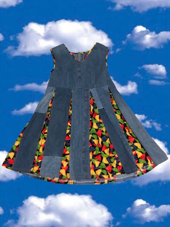 80s/90s Denim Patchwork Smock Dress - Gem