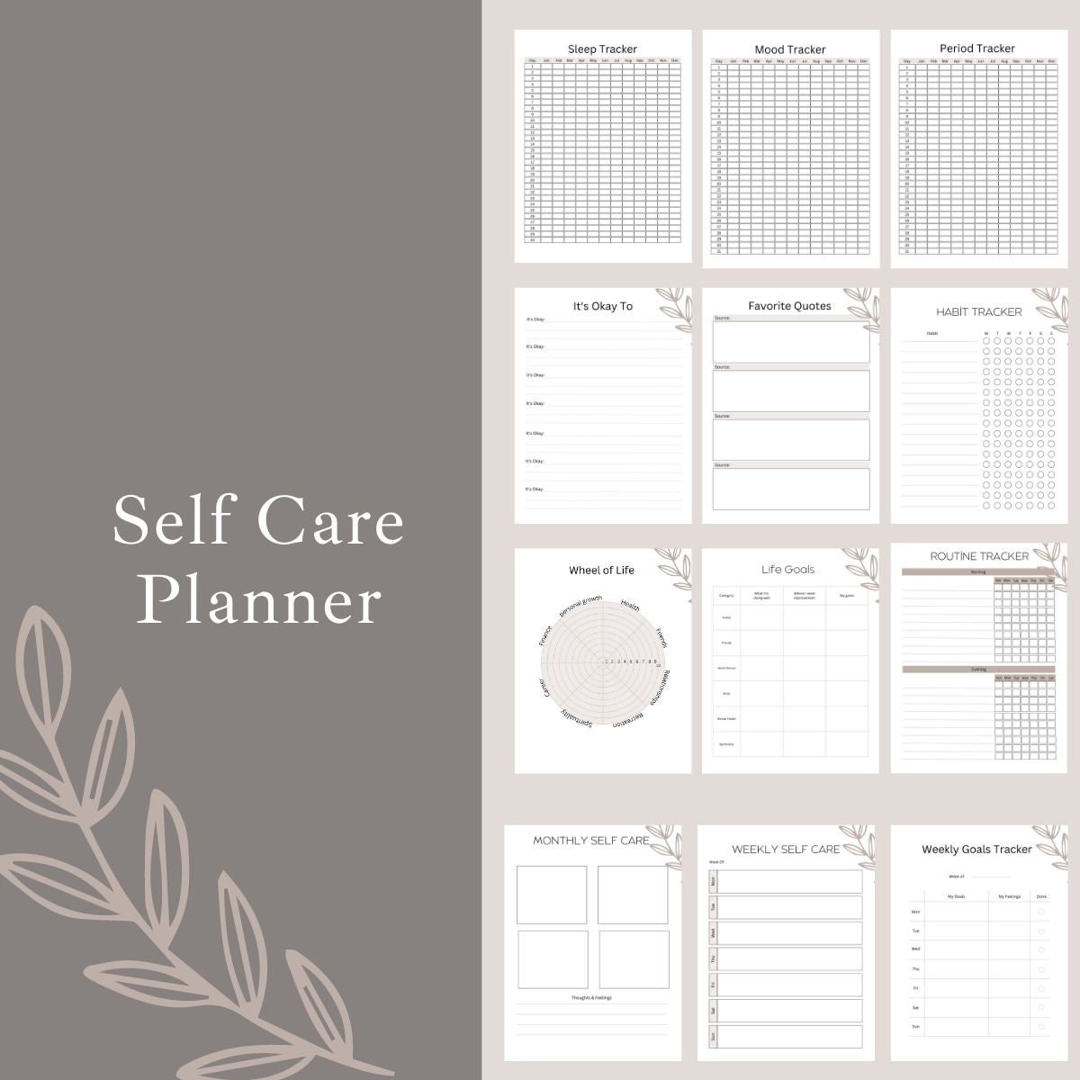 Printable Self Care Planner Bundle, Daily, Weekly, Monthly, Quarterly, Vision Board - Etsy