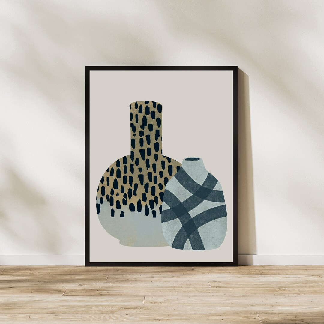 Ceramic Pots Art Print, Pottery Wall Art, Earth Tones Vase Poster, Warm ...